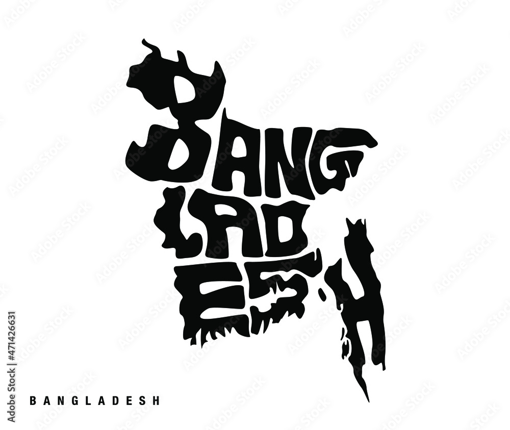 Bangladesh map typography. Bangladesh written in map shape. Map ...
