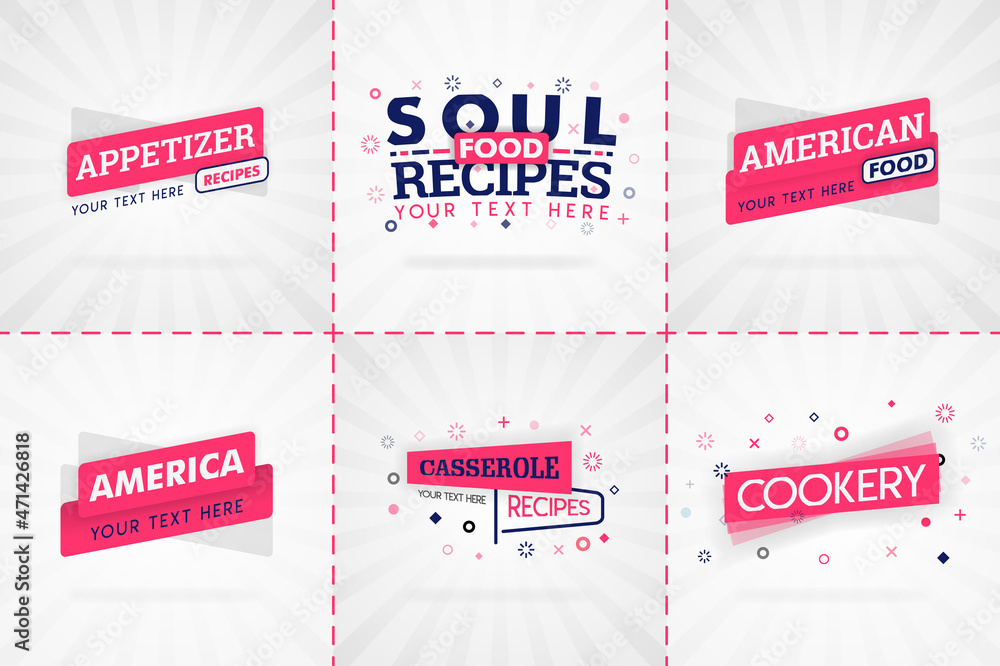 Pink cooking book set for food and recipe magazines. Restaurant menu ...