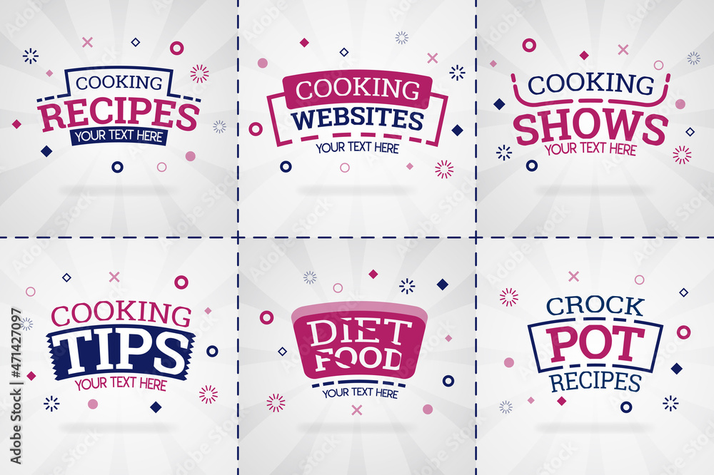 Pink cooking book set for food and recipe magazines. Restaurant menu ...