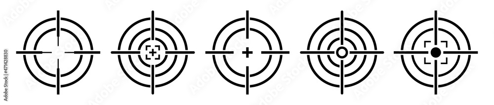 Target and aim icon collection. Sight sign. Focus, sniper symbols ...