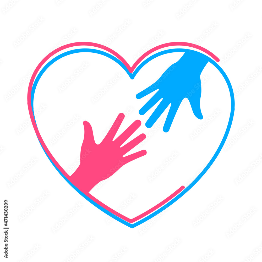 Helping hand vector illustration heart logo icon clipart Stock Vector ...