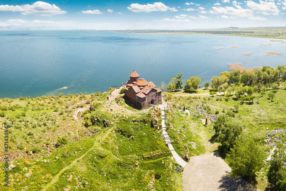 Aerial copter view of the famous ancient monastery of Hayravank in ...