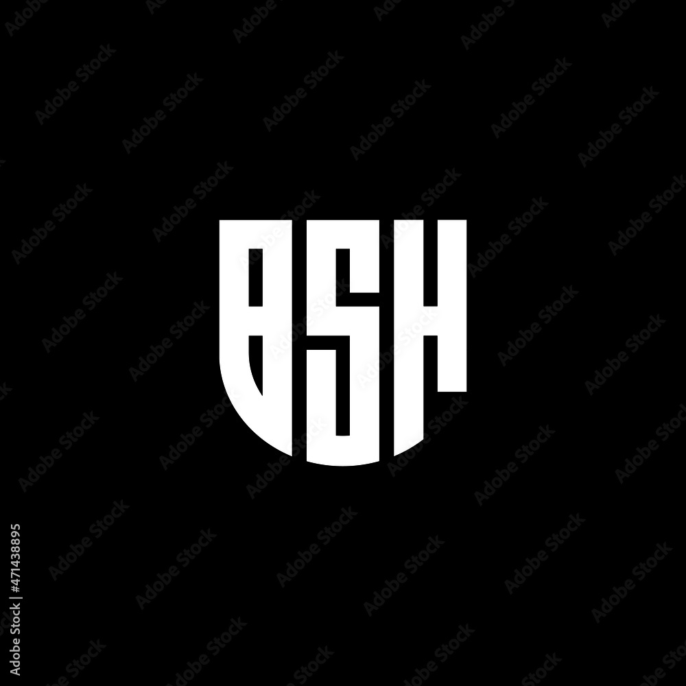 BSH letter logo design with black background in illustrator, vector ...