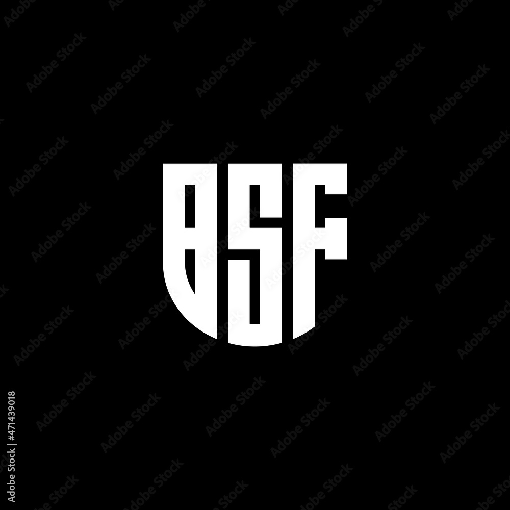 Vecteur Stock BSF letter logo design with black background in ...