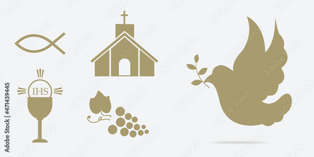 Religion icons set. Faith symbol in simple design. Vector icon Stock ...