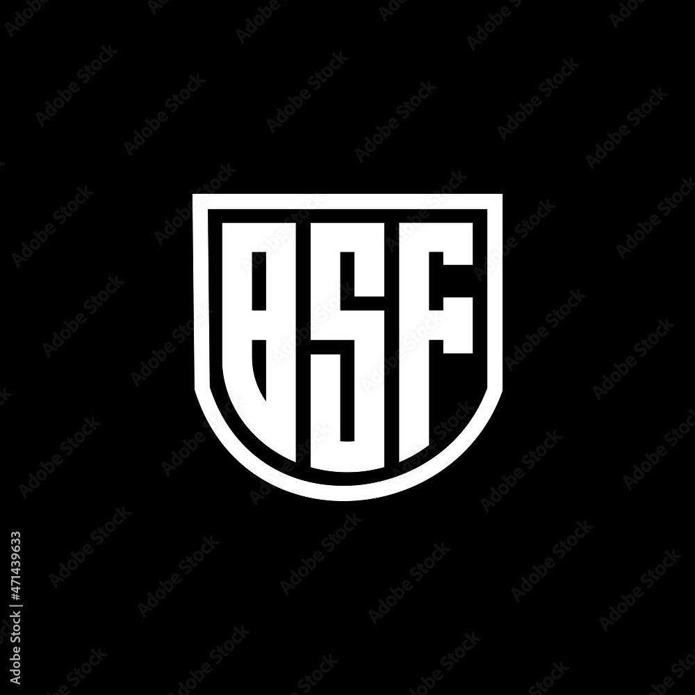 Vecteur Stock BSF letter logo design with black background in ...