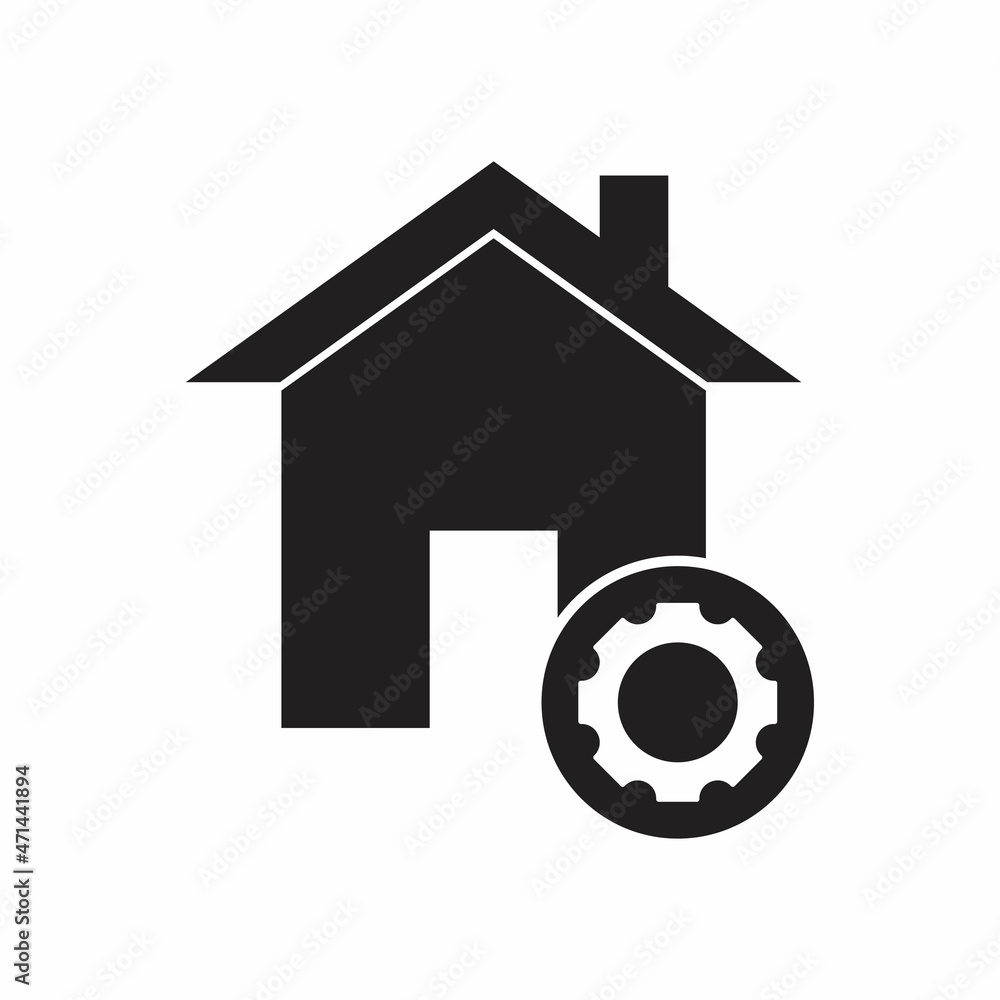 House icon, buildings icon with settings sign. House icon and customize ...
