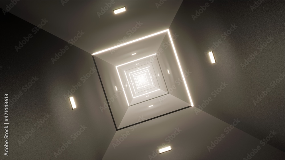 Square Light Stroke in the Rotating Mono Tone Colors Tunnel 3D ...