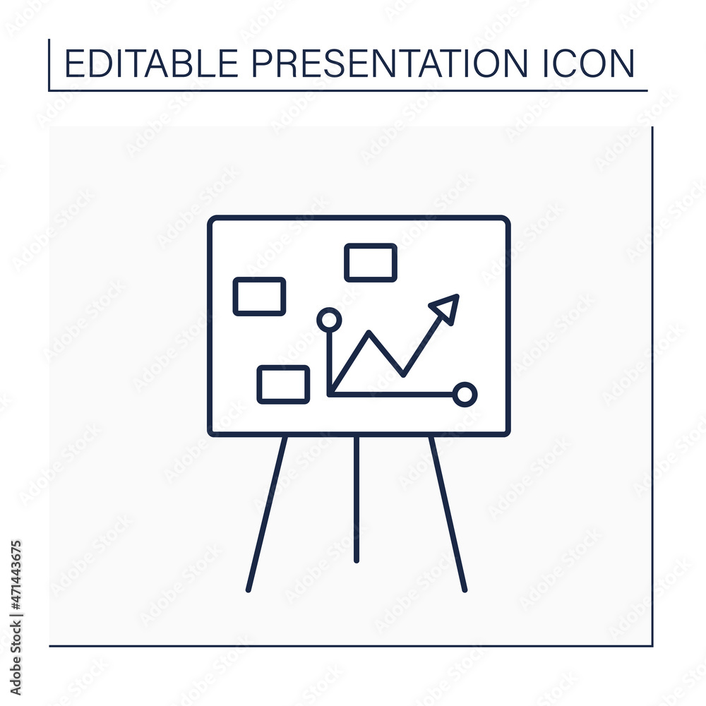 Flip chart line icon. Board with large pieces of paper fixed on top ...