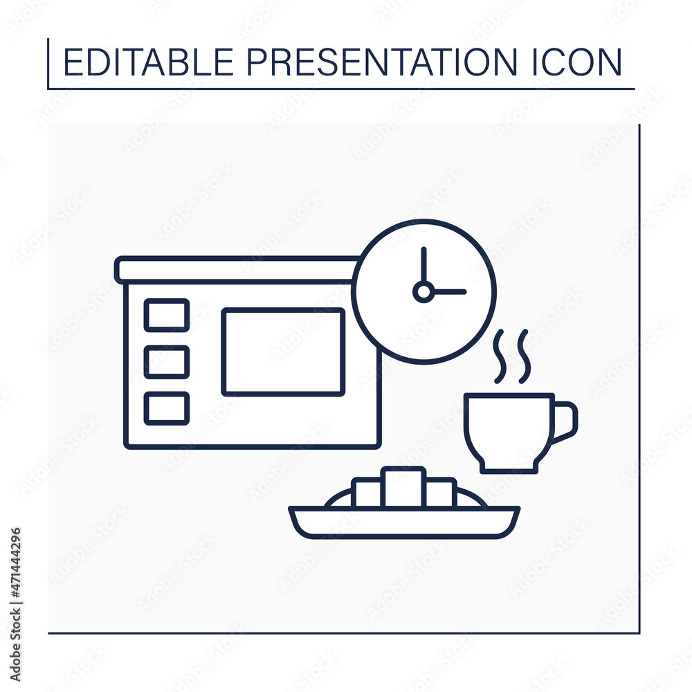 Break line icon. Pause at work or at event. Dinner and coffee break for ...