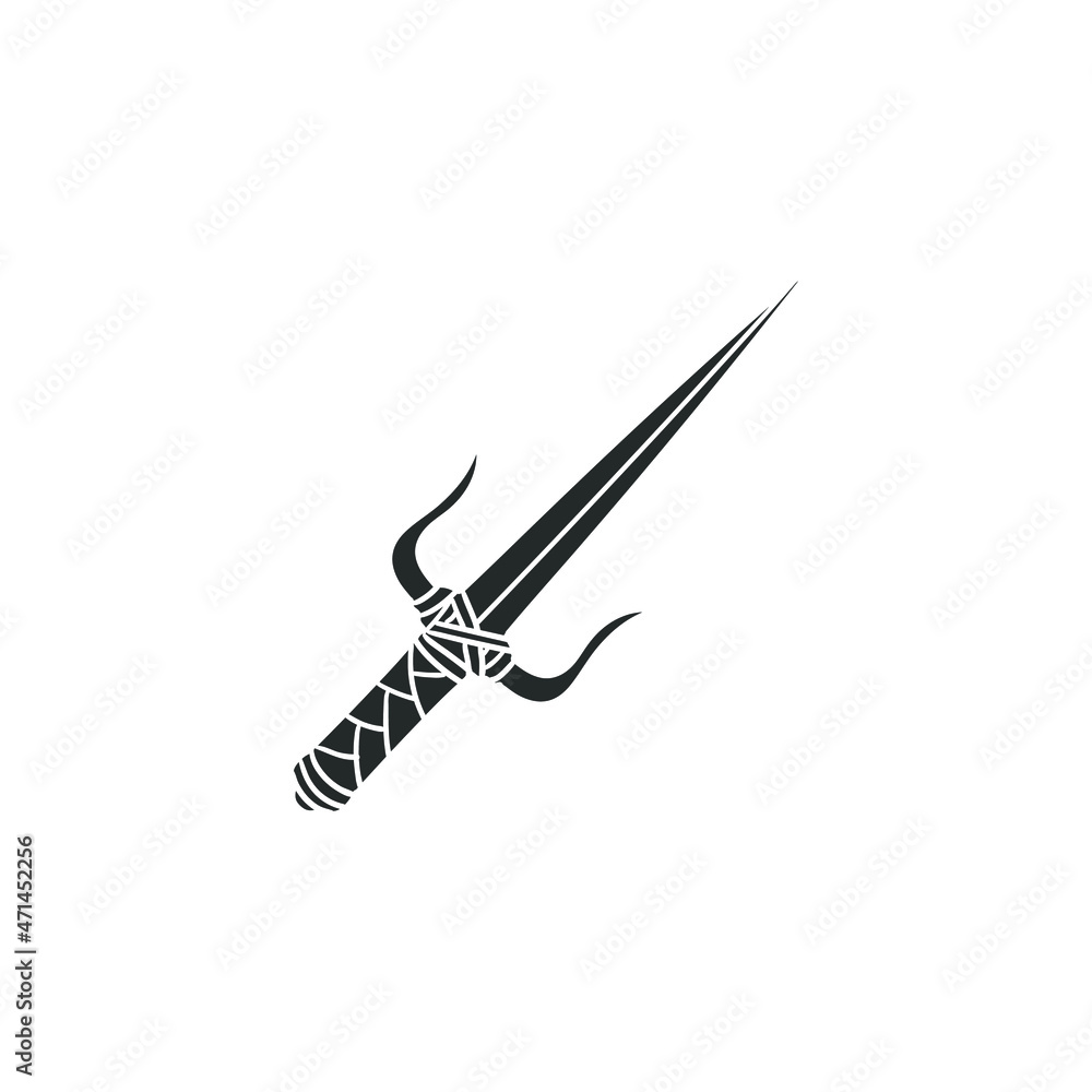 Ninja Sais Icon Silhouette Illustration. Japanese Weapon Vector Graphic ...