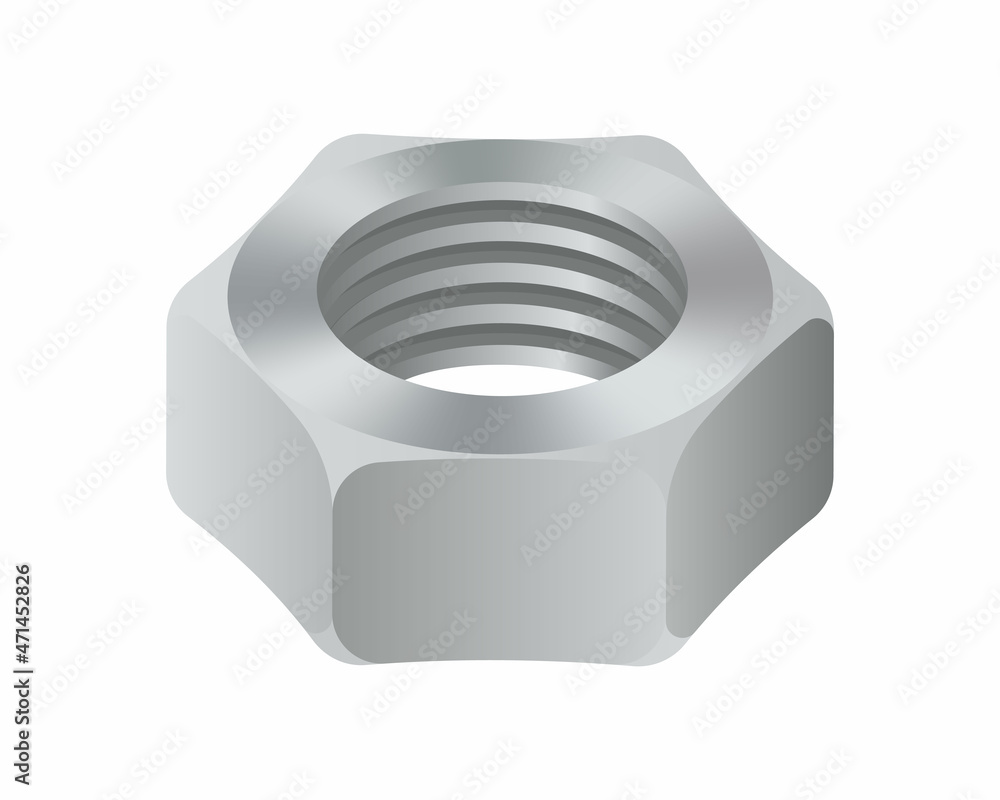 Isometric vector illustration steel nut isolated on white background ...