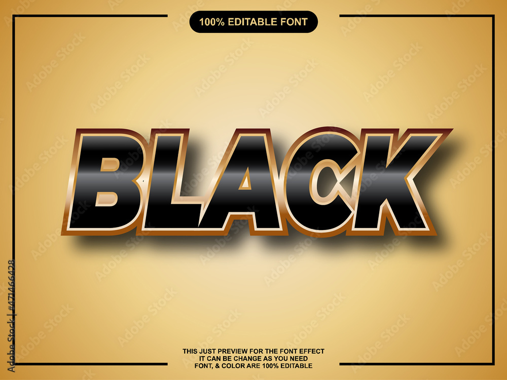 bold black glossy with gold outline text style font effect 100% easy ...