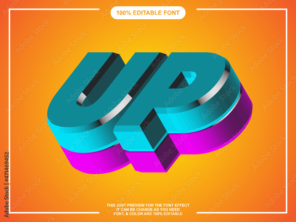 colorful 3d isometric text style font effect 100% easy editable Stock ...