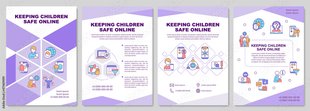 Children safety in internet tips brochure template. Flyer, booklet ...