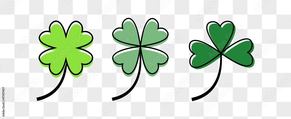 Green clover leaf on transparent background vector illustration. Clover ...