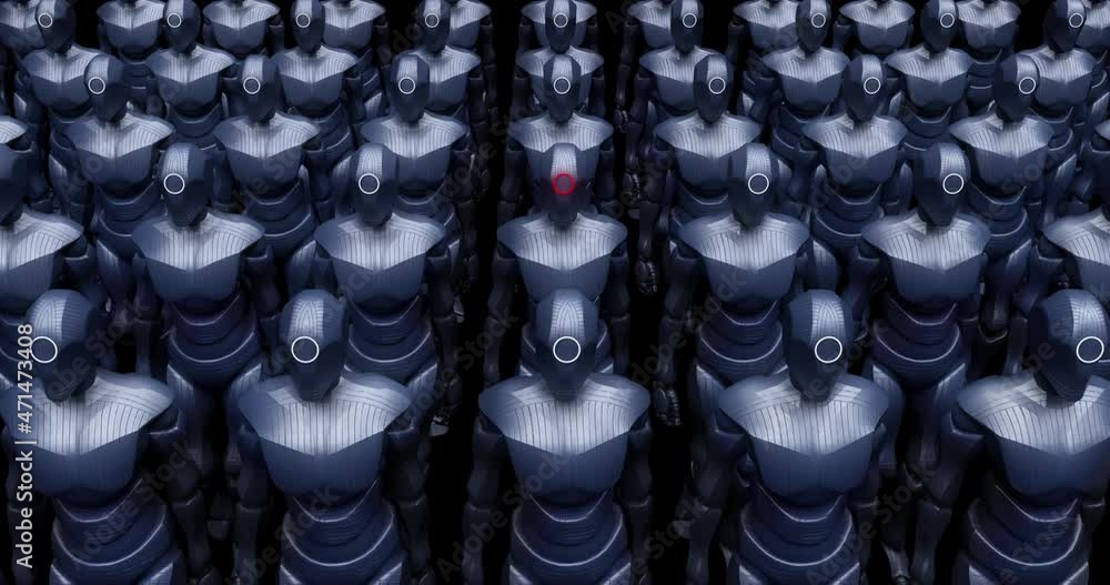 Super Powerful Cyborg Robot Army Slowly Marching. Ready For War ...