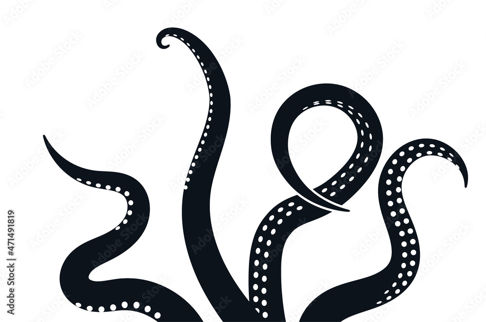 Octopus tentacle vector giant illustration monster sea creature ...