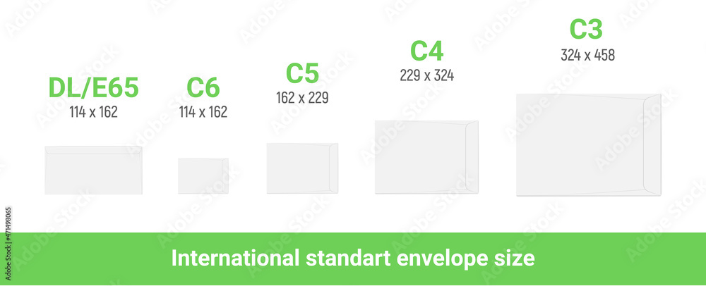 Envelope cut international size mockup vector template Stock Vector ...