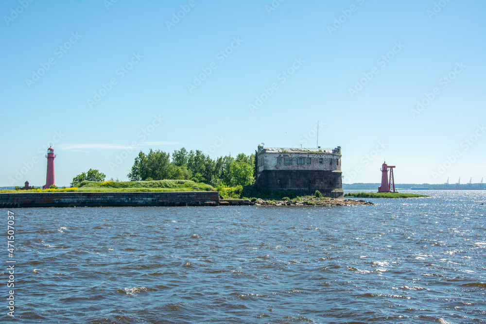 Ruins of the medieval Kronstadt fortification built by Peter the Great ...