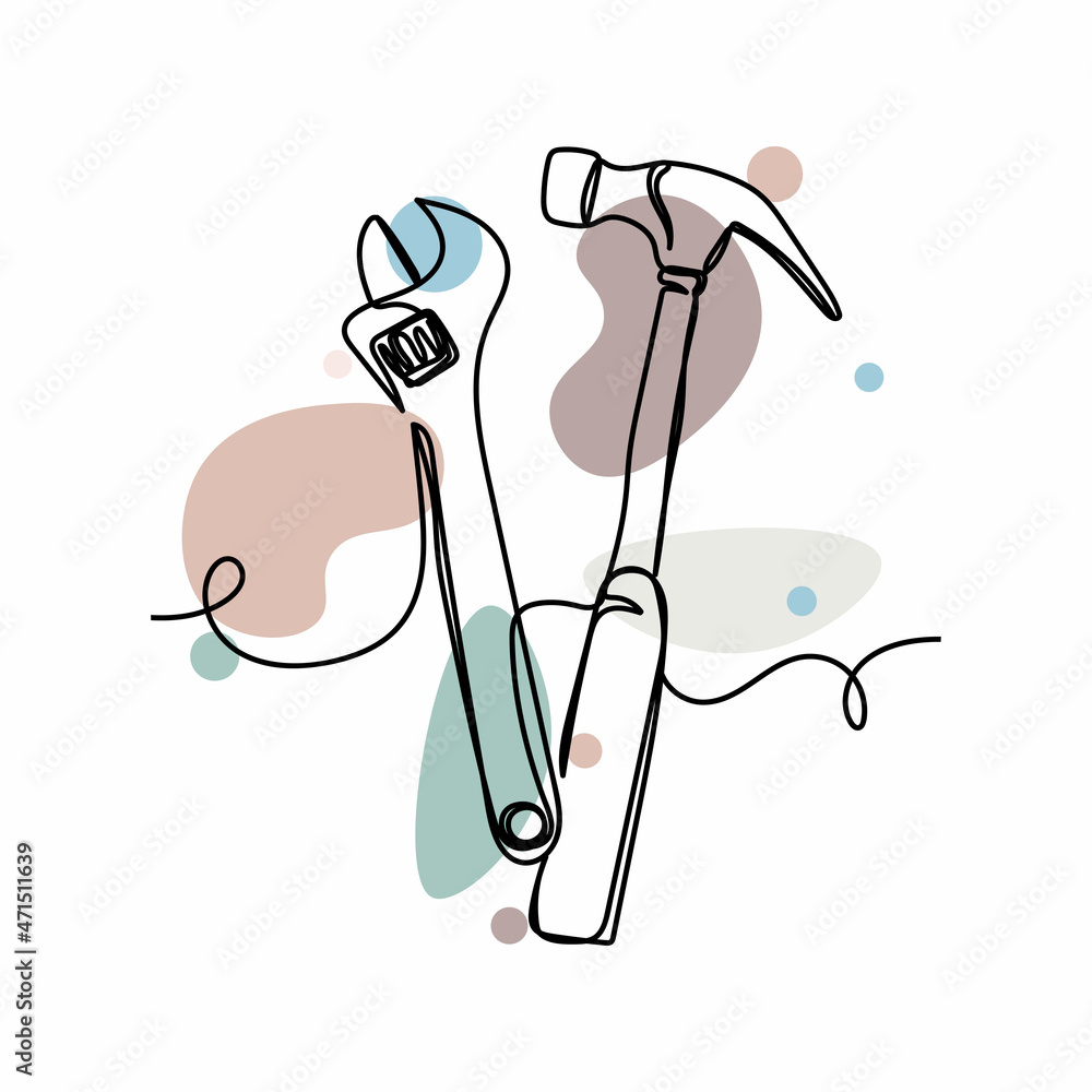 Vector abstract continuous one single simple line drawing icon of ...