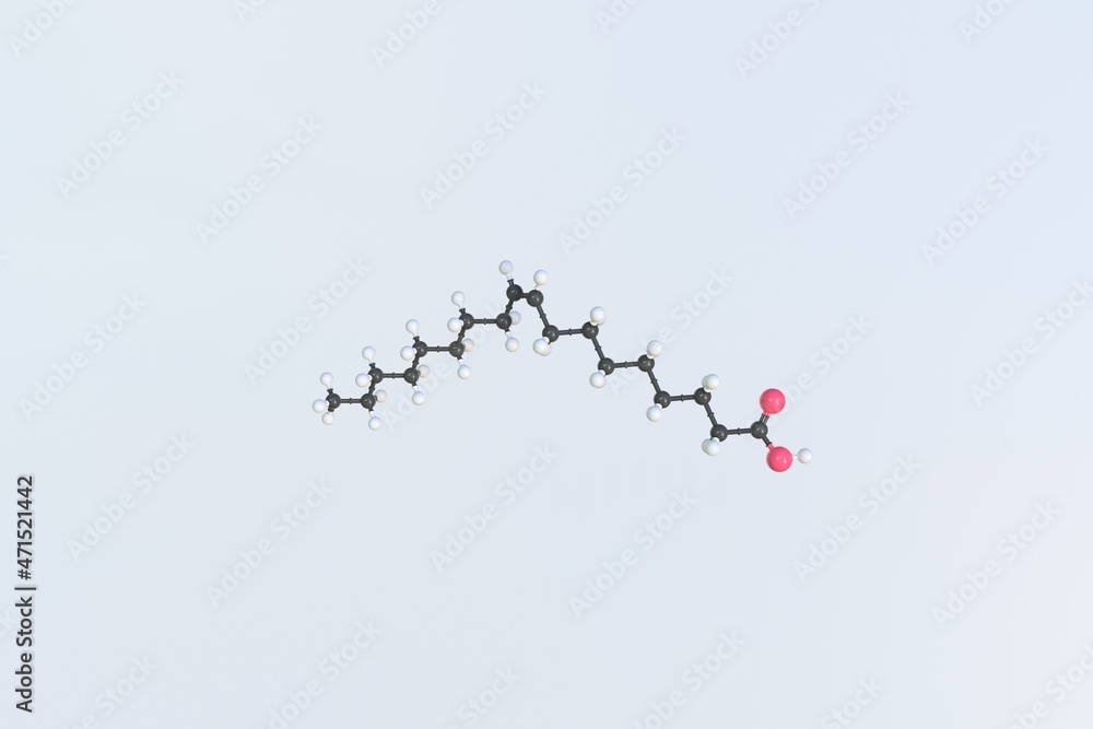 Oleic acid molecule made with balls, scientific molecular model. 3D ...