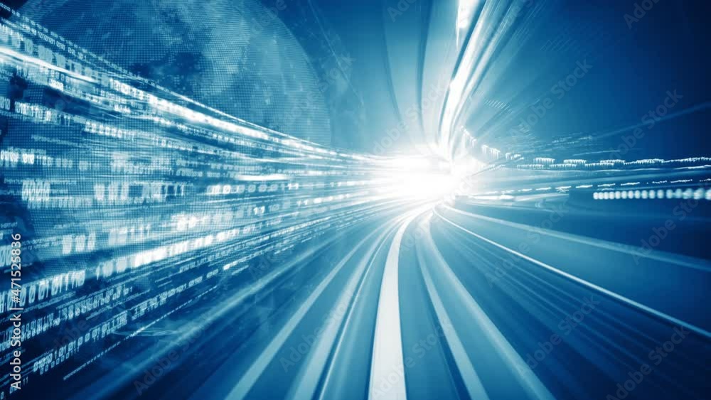 Loopable video of digital data flow on road in concept of program ...