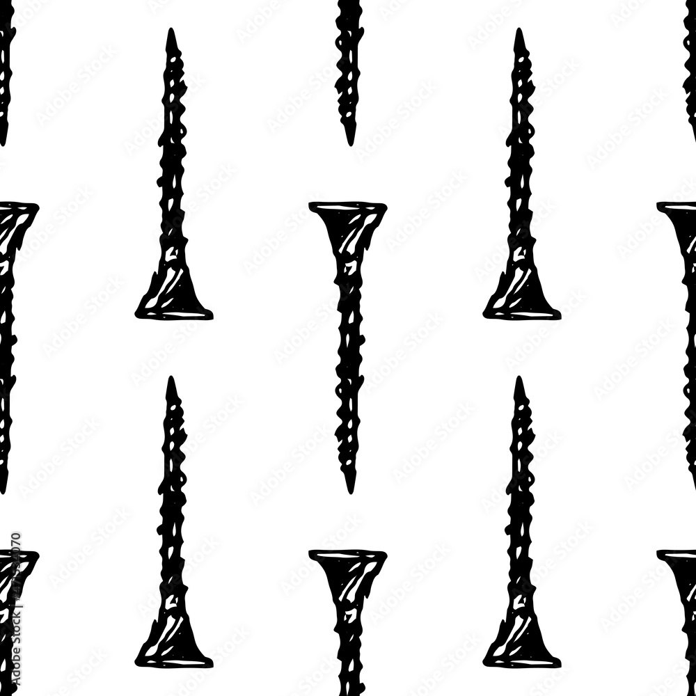 seamless pattern of self-tapping screw, .A self-tapping screw drawn by ...