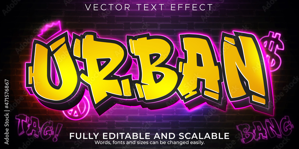 Graffiti text effect, editable spray and street text style Stock Vector ...