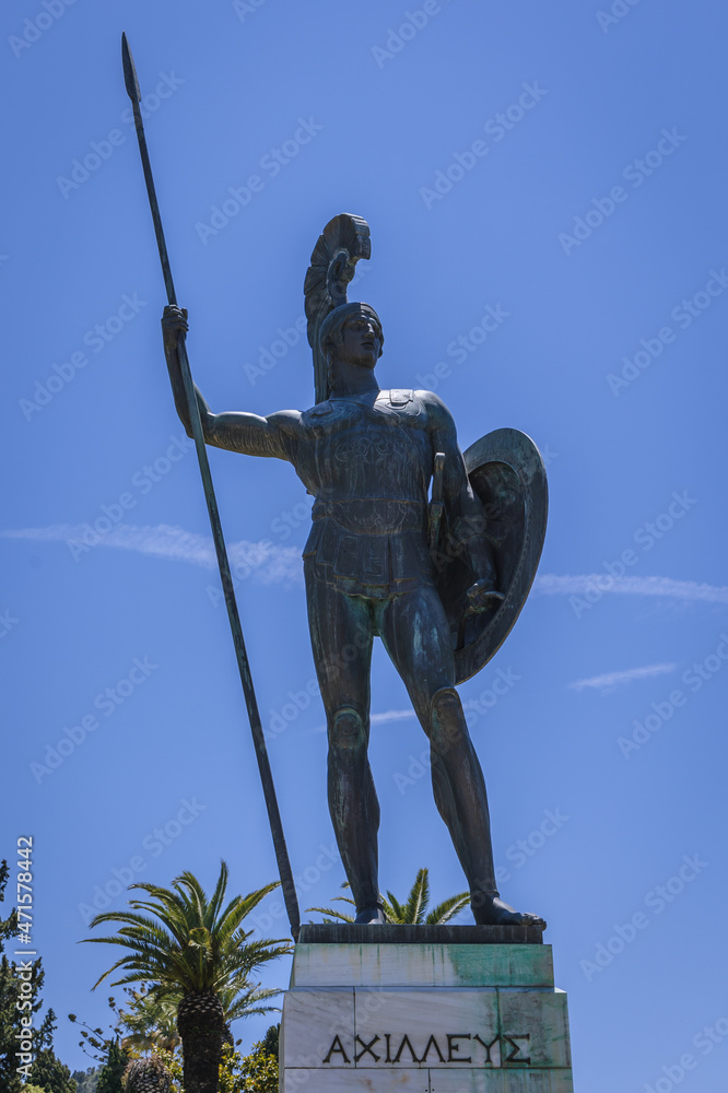 Achilles statue in gardens of Achilleion, palace of Elisabeth of ...