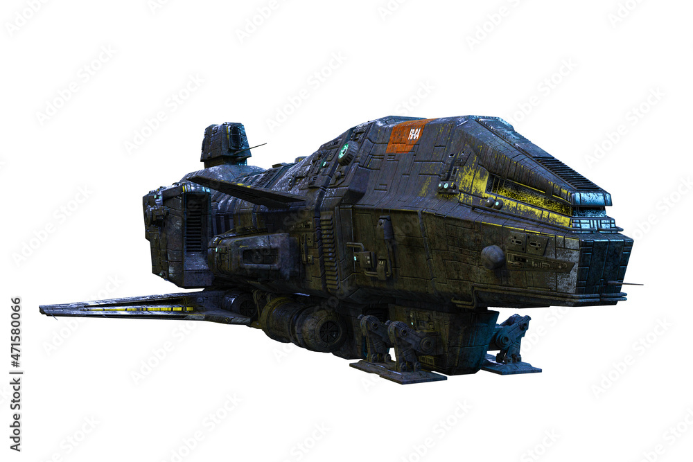 Spaceship exterior on an isolated white background, 3D illustration, 3D ...