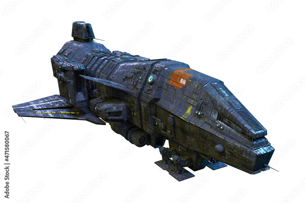 Spaceship exterior on an isolated white background, 3D illustration, 3D ...
