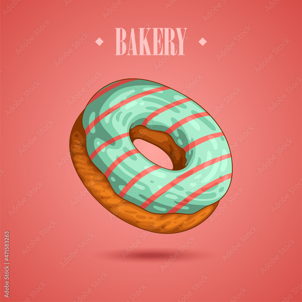 Delicious donut. Vector illustration of floating colorful glazed donut ...