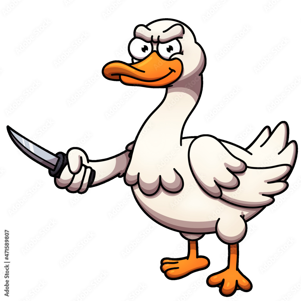 Cartoon Goose Holding A Knife Stock Vector | Adobe Stock