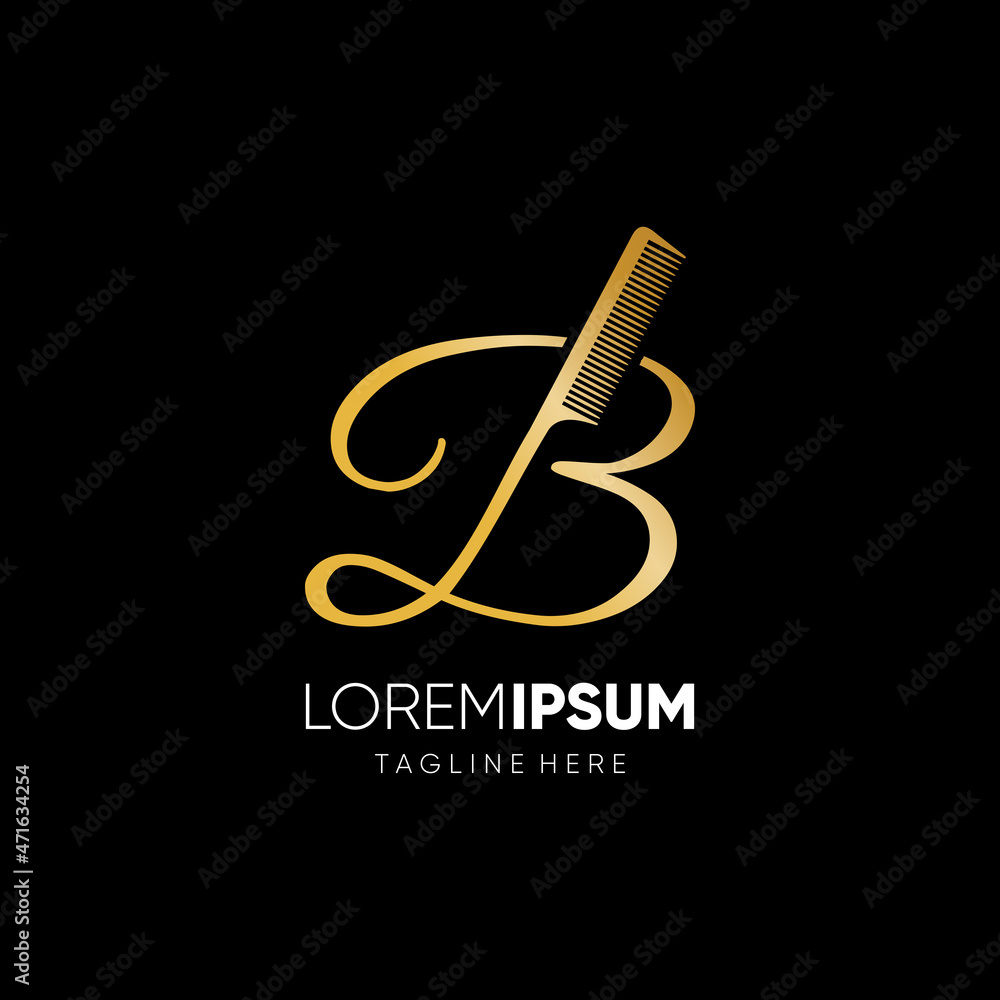 Letter B Hair Comb Stylish Script Logo Design Vector Icon Graphic ...