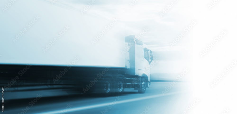 Semi Truck with Speeding Motion. Semi Truck Driving on the Road ...