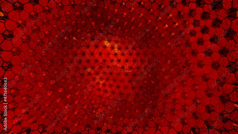 abstract red pattern rotates. three-dimensional background. looped ...