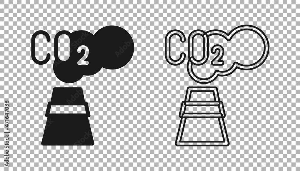 Black CO2 emissions in cloud icon isolated on transparent background ...