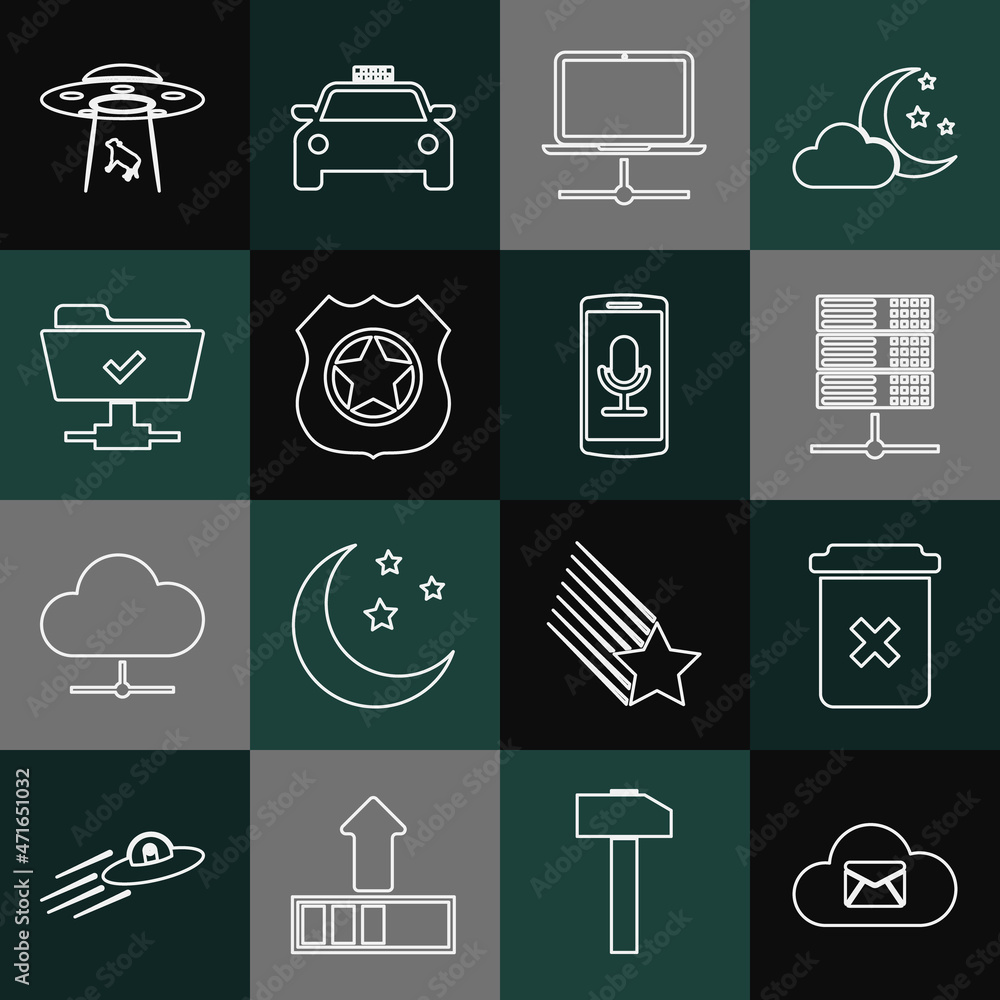 Set line Cloud mail server, Trash can, Server, Data, Web Hosting ... Set line Cloud mail server, Trash can, Server, Data, Web Hosting ...