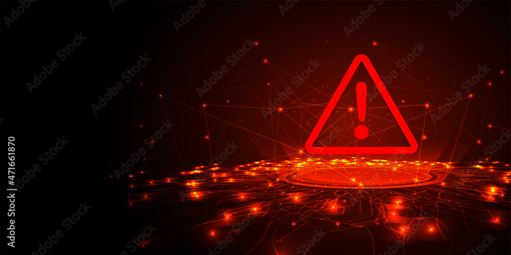 Hacking Concept design. Attention warning attacker alert sign with ...