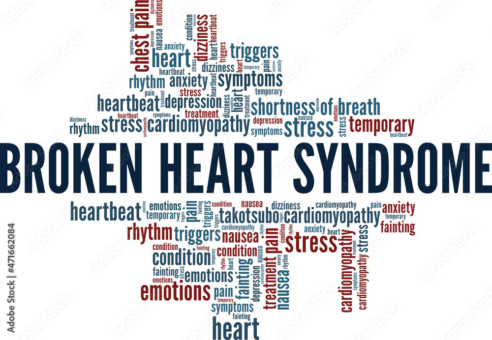 Broken Heart Syndrome vector illustration word cloud isolated on white ...