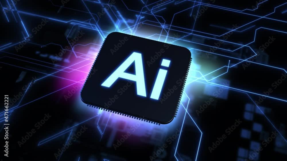 processor with the abbreviation lettering artificial intelligence on a ...