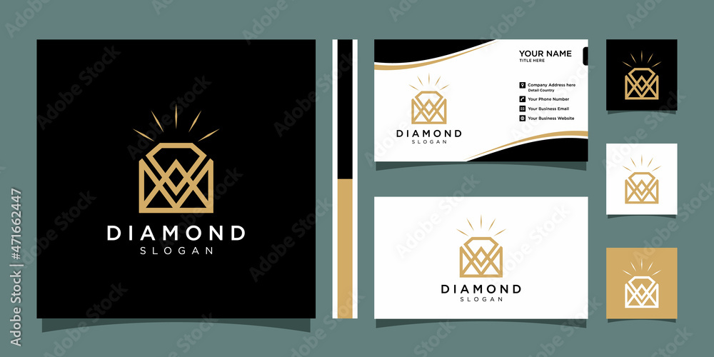 Creative Diamond Concept Logo Design Template with business card design ...