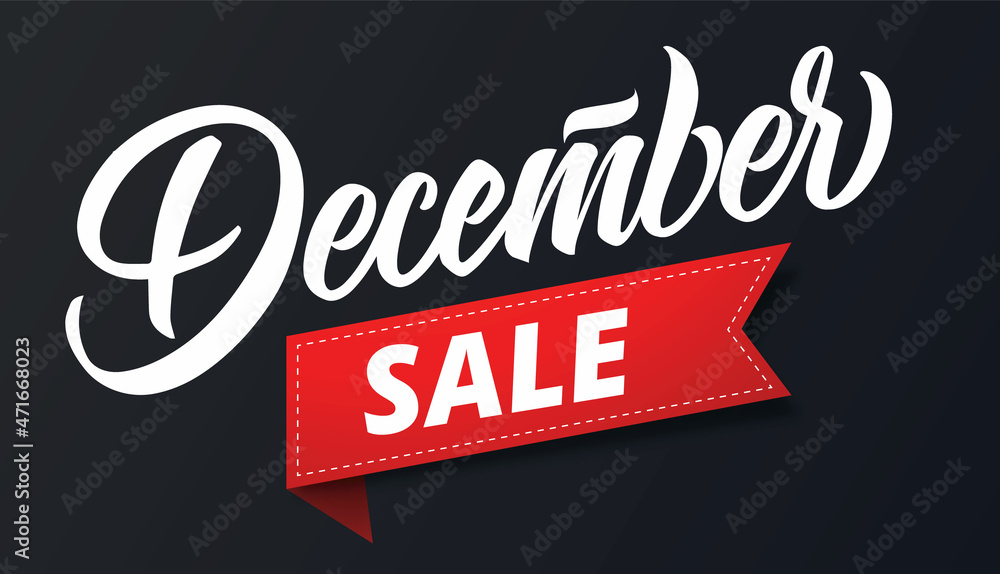 December Sale typography poster graphic design. Handwritten hello ...