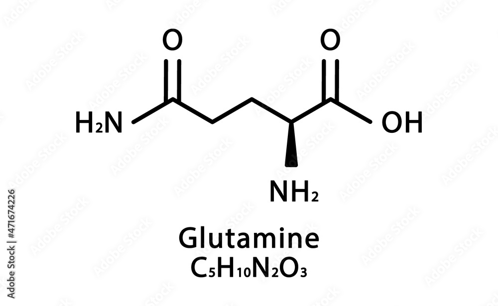 Glutamine molecular structure. Glutamine skeletal chemical formula ...