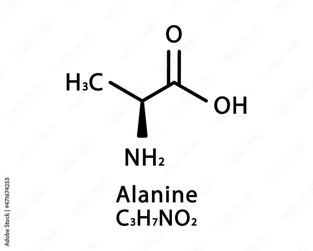 Alanine molecular structure. Alanine skeletal chemical formula ...