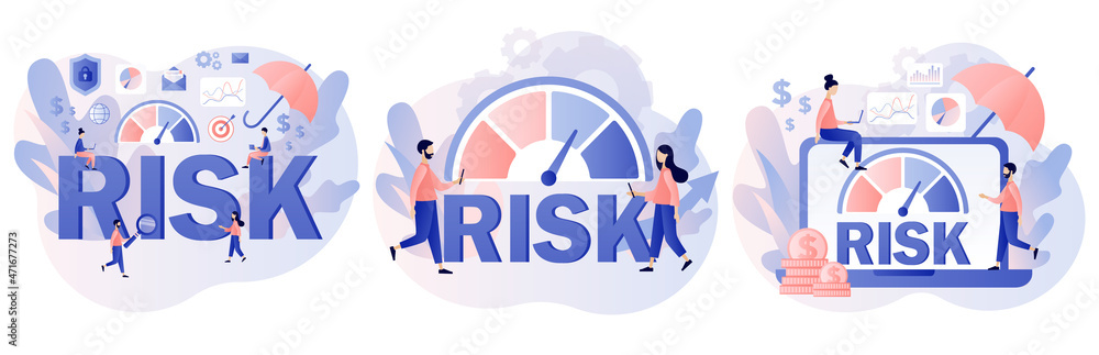 Risk management. Risk assessment. Risk levels knob. Business concept ...