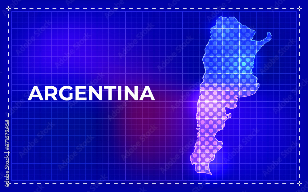 Argentina Digital Map with glowing Dots and Technology background Stock ...