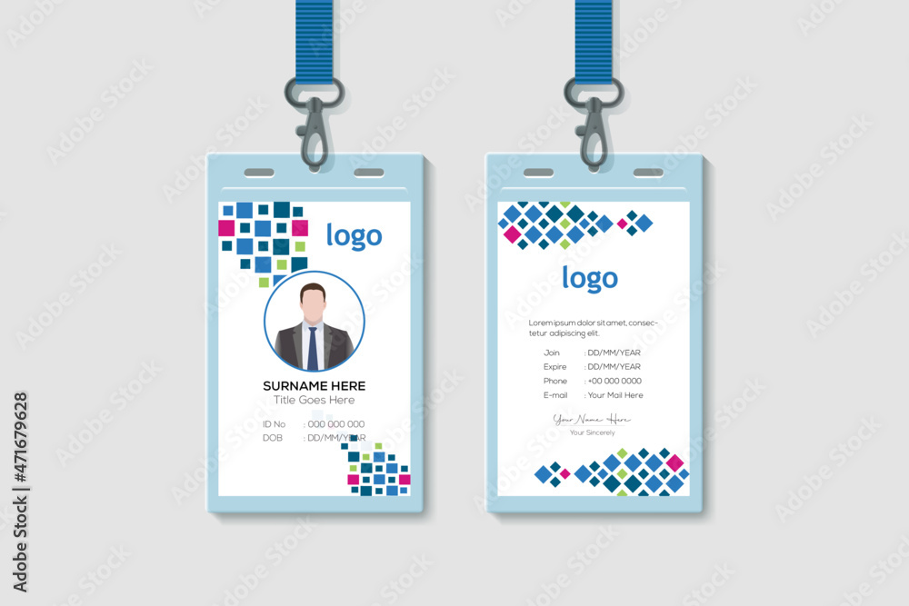 Technology Creative Shape Office Vertical Double-sided ID Card Design ...