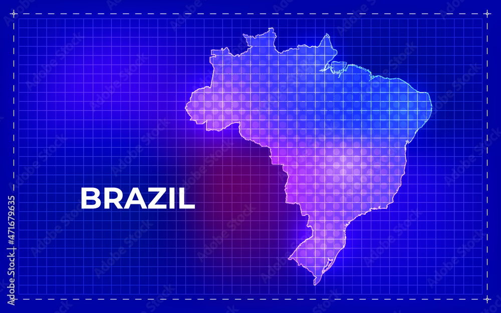 Brazil Digital Map with glowing Dots and Technology background Stock ...